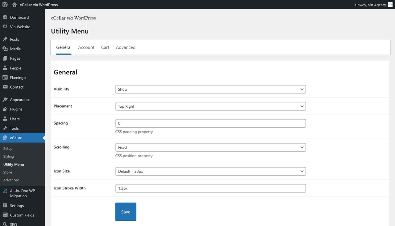 Utility Menu - Vin Documentation